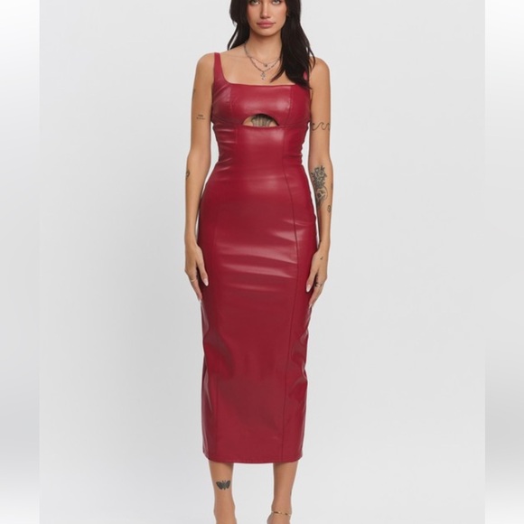 Dresses | 229 Wine Colored Pleather Dress | Poshmark